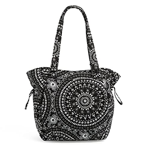 Vera Bradley Women's Cotton Glenna Satchel Purse, Black Bandana Medallion, One Size