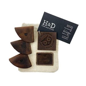 Rustic Leather Corner Bookmark 3-Pack Handmade by Hide & Drink :: Bourbon Brown