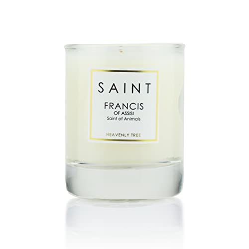 SAINT Francis of Assisi Scented Votive Candle with Prayer, Prayer Coin, and Holy Oil, Saint of Animals, Soy Coconut Aromatherapy Candle with 15 Hour Burn Time