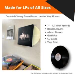 Now Spinning Wall Mount Vinyl Record Display/Shelf | Display Your Albums Without Wall Damage, Perfect for Office, Home, Dorms, and Apartments (Now Spinning + 2 Mounts, White)