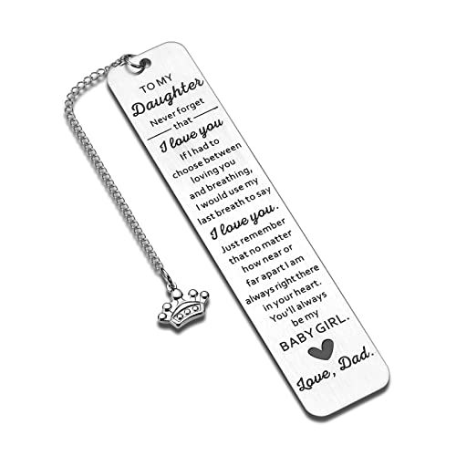 Christmas Gifts for Daughter from Dad Inspirational Bookmark for Teens Girl Birthday Christmas Presents from Father for Daughter in Law Stepdaughter Graduation Back to School Gifts for Her