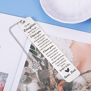 Christmas Gifts for Daughter from Dad Inspirational Bookmark for Teens Girl Birthday Christmas Presents from Father for Daughter in Law Stepdaughter Graduation Back to School Gifts for Her