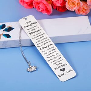 Christmas Gifts for Daughter from Dad Inspirational Bookmark for Teens Girl Birthday Christmas Presents from Father for Daughter in Law Stepdaughter Graduation Back to School Gifts for Her