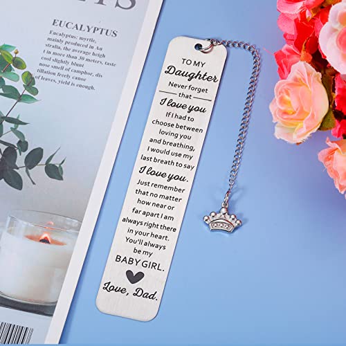 Christmas Gifts for Daughter from Dad Inspirational Bookmark for Teens Girl Birthday Christmas Presents from Father for Daughter in Law Stepdaughter Graduation Back to School Gifts for Her