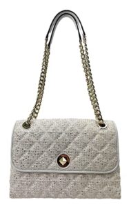 kate spade natalia sequin tweed fabric medium flap crossbody (white multi)