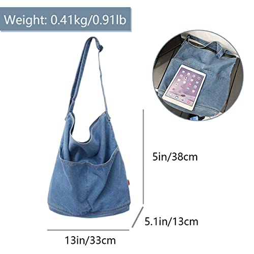 TRIYO Tote Bag for Women Denim Shoulder Bag For Teen Girls Casual Hobo Handbags Fashion Canvas BagsLarge Capacity Crossbody Bags Navy Blue