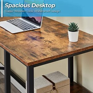 GreenForest L Shaped Computer Desk with Adjustable Storage Shelf, 59 inch Sturdy Corner Home Office Writing Table, Large Gaming Desk Workstation Space Saving,Easy Assembly,Brown