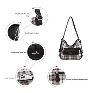 Women Handbag Purse Soft Vegan Leather Shoulder Crossbody Bag;Women Hobo Bag-White/Black