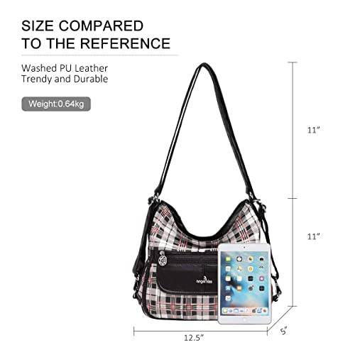 Women Handbag Purse Soft Vegan Leather Shoulder Crossbody Bag;Women Hobo Bag-White/Black