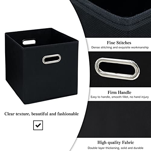 STOREONE Fabric Storage Bins Cubes Baskets Organizers-(11X11X11) with Dual Handles for Shelf Closet, Bedroom Drawers Containers , Foldable Set of 2 (Black)