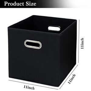 STOREONE Fabric Storage Bins Cubes Baskets Organizers-(11X11X11) with Dual Handles for Shelf Closet, Bedroom Drawers Containers , Foldable Set of 2 (Black)