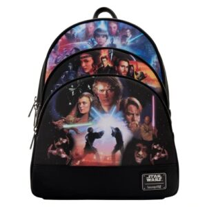 loungefly star wars trilogy 2 triple pocket womens double strap shoulder bag purse