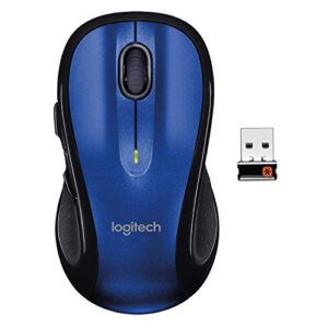 logitech m510 wireless computer mouse – comfortable shape with usb unifying receiver, with back/forward buttons and side-to-side scrolling, blue