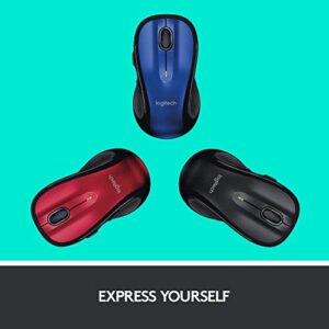 Logitech M510 Wireless Computer Mouse – Comfortable Shape with USB Unifying Receiver, with Back/Forward Buttons and Side-to-Side Scrolling, Blue