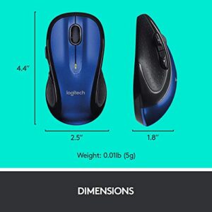 Logitech M510 Wireless Computer Mouse – Comfortable Shape with USB Unifying Receiver, with Back/Forward Buttons and Side-to-Side Scrolling, Blue