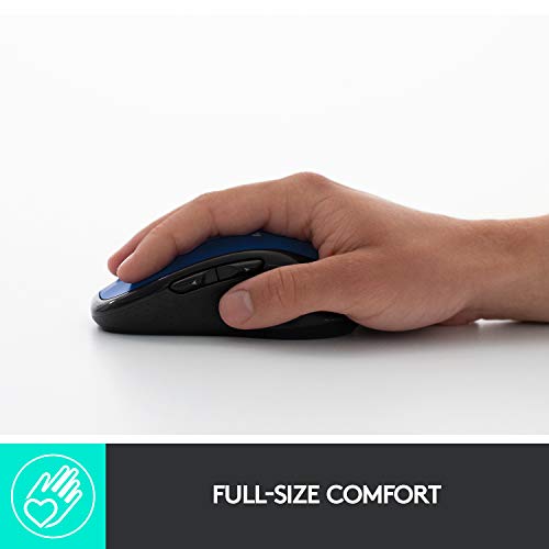 Logitech M510 Wireless Computer Mouse – Comfortable Shape with USB Unifying Receiver, with Back/Forward Buttons and Side-to-Side Scrolling, Blue