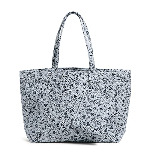 Vera Bradley Women's Cotton Grand Tote Bag, Perennials Gray - Recycled Cotton, One Size