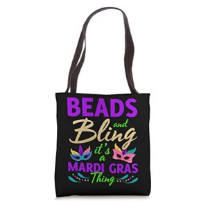 beads and bling its a mardi gras thing carnival tote bag