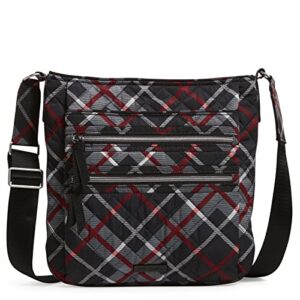 vera bradley women’s performance twill triple zip hipster crossbody purse, paris plaid, one size