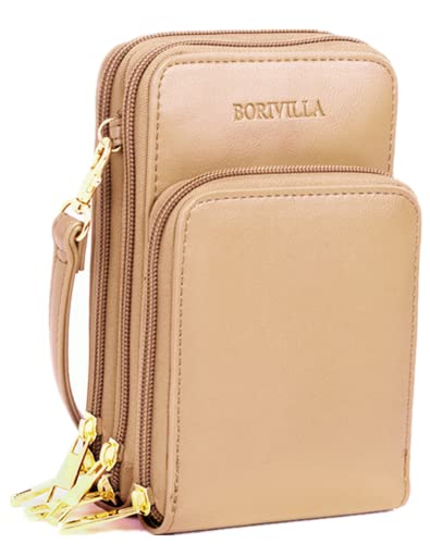 Borivilla Crossbody Cellphone Purse Women Touch Screen Bag RFID Blocking Wallet Handbag Shoulder Strap