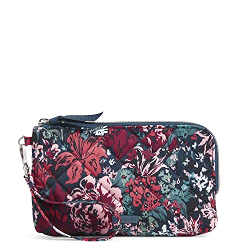 Vera Bradley Women's Performance Twill Wristlet With RFID Protection, Cabbage Rose Cabernet, One Size