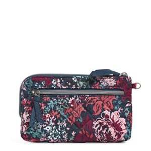 Vera Bradley Women's Performance Twill Wristlet With RFID Protection, Cabbage Rose Cabernet, One Size