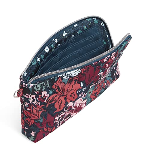 Vera Bradley Women's Performance Twill Wristlet With RFID Protection, Cabbage Rose Cabernet, One Size