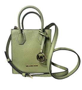 michael kors mercer extra-small pebbled leather crossbody bag (light sage)