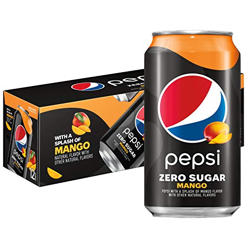 Pepsi Zero Sugar Cola Soda Pop, Mango, 12oz Cans (12 Pack)