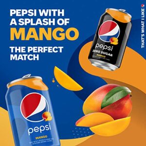 Pepsi Zero Sugar Cola Soda Pop, Mango, 12oz Cans (12 Pack)