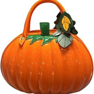 QZUnique Pumpkin Shoulder Bag 3D Glossy PU Purses Halloween Novelty Crossbody Bag holiday Party Gift Candy Bag