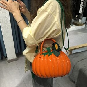 QZUnique Pumpkin Shoulder Bag 3D Glossy PU Purses Halloween Novelty Crossbody Bag holiday Party Gift Candy Bag