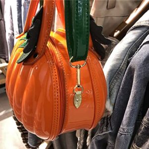 QZUnique Pumpkin Shoulder Bag 3D Glossy PU Purses Halloween Novelty Crossbody Bag holiday Party Gift Candy Bag