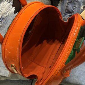 QZUnique Pumpkin Shoulder Bag 3D Glossy PU Purses Halloween Novelty Crossbody Bag holiday Party Gift Candy Bag