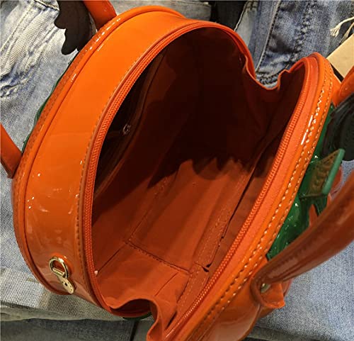 QZUnique Pumpkin Shoulder Bag 3D Glossy PU Purses Halloween Novelty Crossbody Bag holiday Party Gift Candy Bag