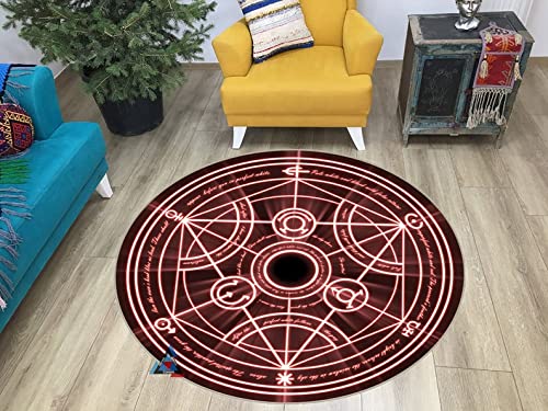 Full Metal Transmutation, Circle Cool, Japanese Anime Manga, Floor Rug, Anime Rug, Doormat, Anime, Chair Mats, FMA Transmutation, Anime Rugs (3.6 ft / 43" / 110 cm)