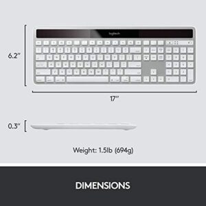 Logitech K750 Wireless Solar Keyboard for Mac — Solar Recharging, Mac-Friendly Keyboard, 2.4GHz Wireless - Silver