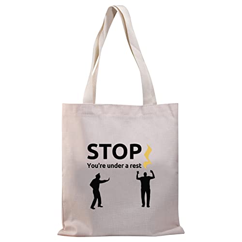 BDPWSS Music Lover Tote Bag Music Teacher Gift Stop You're Under a Rest Funny Music Theme Handbags (Under a rest TG)