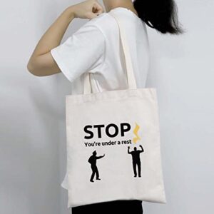 BDPWSS Music Lover Tote Bag Music Teacher Gift Stop You're Under a Rest Funny Music Theme Handbags (Under a rest TG)