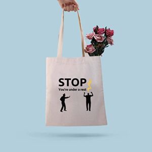 BDPWSS Music Lover Tote Bag Music Teacher Gift Stop You're Under a Rest Funny Music Theme Handbags (Under a rest TG)