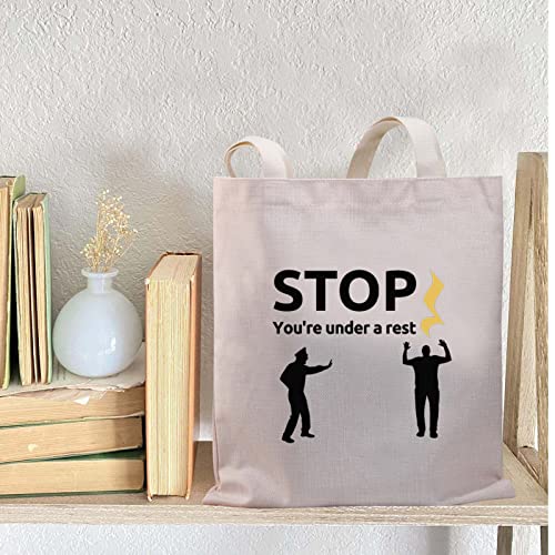 BDPWSS Music Lover Tote Bag Music Teacher Gift Stop You're Under a Rest Funny Music Theme Handbags (Under a rest TG)