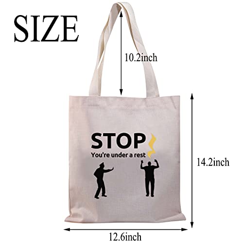 BDPWSS Music Lover Tote Bag Music Teacher Gift Stop You're Under a Rest Funny Music Theme Handbags (Under a rest TG)