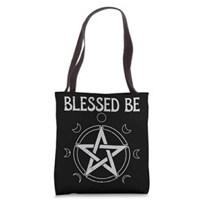 satanic i wiccan i pentacle i pentagram i blessed be tote bag