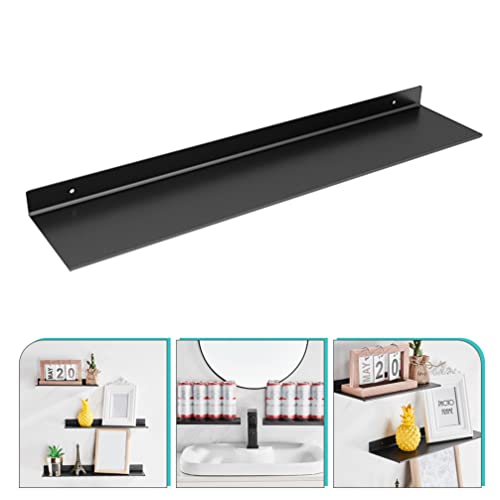 Angoily Metal Wall Shelf Floating Shelves Metal Wall Shelf: Shower Wall Rack Small Bookshelf Unit Wall Mounted Storage Rack for Home Bathroom Black 50CM Kitchen Storage Rack