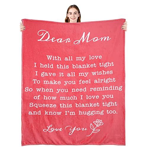 BLAMEZI Gifts for Mom Mother's Day, Valentines Day Birthday Gifts for Mom, Personalized Throw Blanket I Love You Birthday Gifts to My Mom from Daughter Son