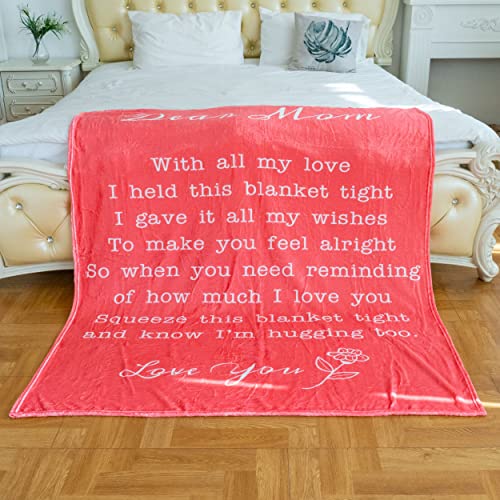 BLAMEZI Gifts for Mom Mother's Day, Valentines Day Birthday Gifts for Mom, Personalized Throw Blanket I Love You Birthday Gifts to My Mom from Daughter Son