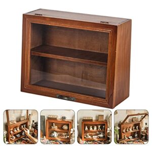 QJZZO Desktop Collectible Display Shelves Case Shadow Box Rustic Wood Kitchen Coffee Mug Cup Display Rack Storage Shelf