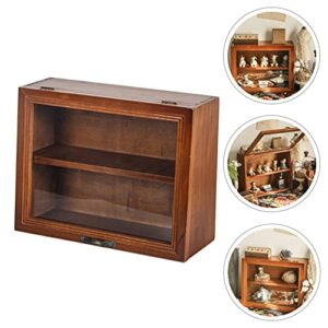 QJZZO Desktop Collectible Display Shelves Case Shadow Box Rustic Wood Kitchen Coffee Mug Cup Display Rack Storage Shelf