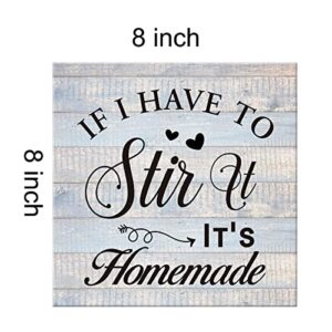 Lameila Funny Kitchen Sign Inspirational Wall Art Prints Canvas Painting Rustic If I Have to Stir It It's Homemade Positive Print Country Home Decor 8" x 8"