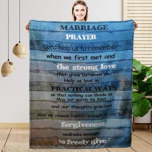 Marriage Prayer Blanket Engagement Gifts Newly Engaged Unique Throw Blanket Wedding Anniversary Bridal Shower Gift for Couple Cozy Blanket (Marriage Prayer, 60*50inch)